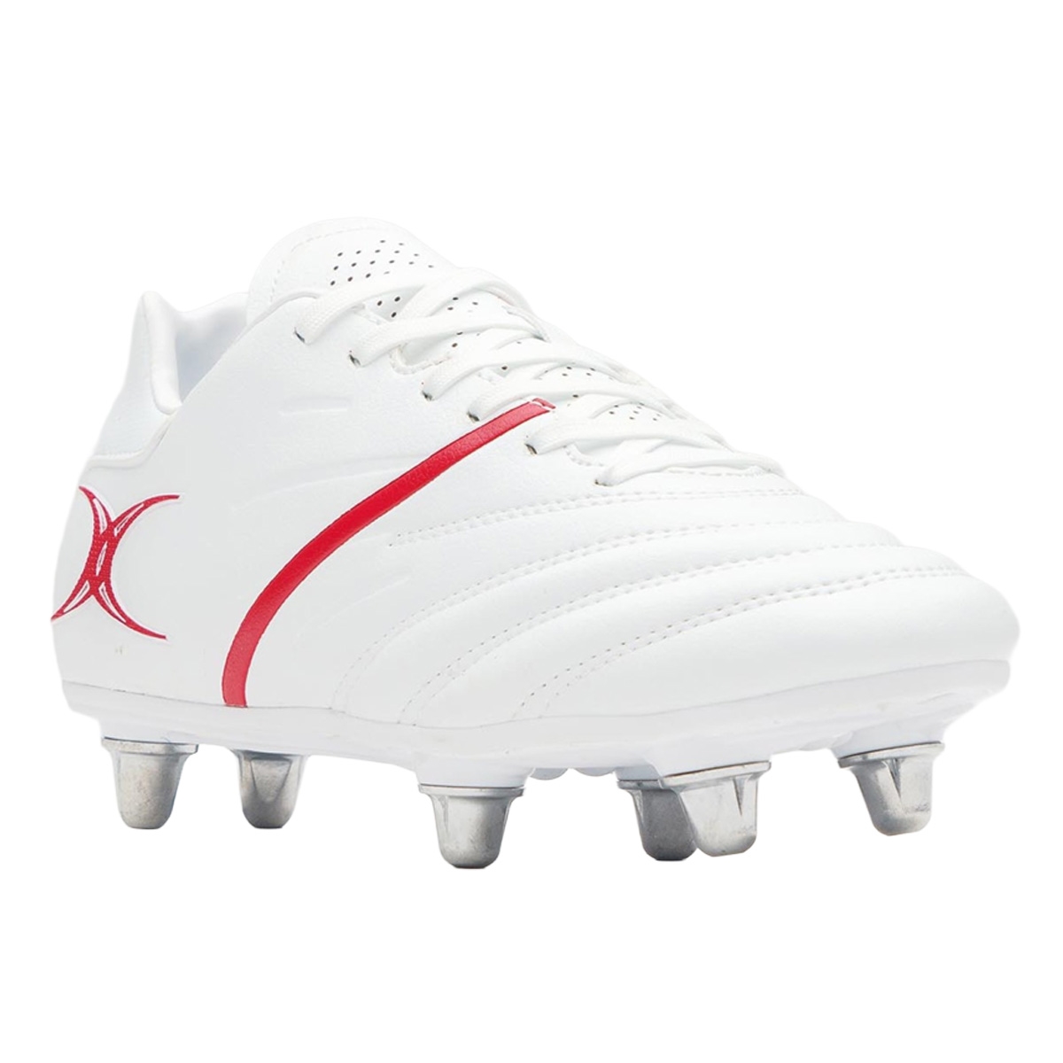 Gilbert Kids Sidestep X20 6 Stud Soft Ground Rugby Boots - White/Red ...