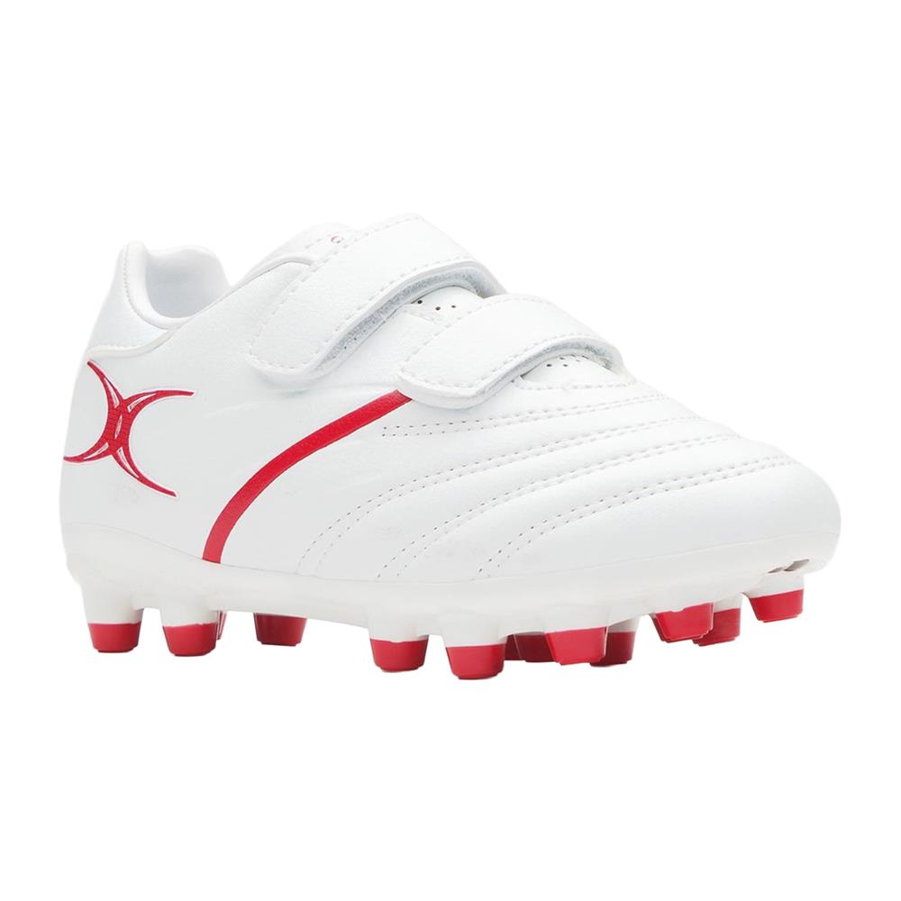 Gilbert Kids Sidestep X20 6 Stud Moulded Rugby Boots - White/Red ...